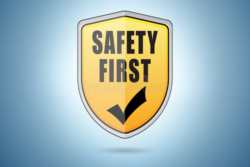 Safety First Badge in Industrial Safety Concept Stock Illustration ...