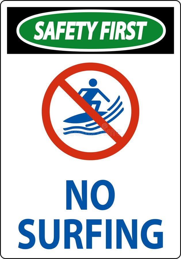 Safety First Beach Safety Sign No Surfing Stock Vector - Illustration ...