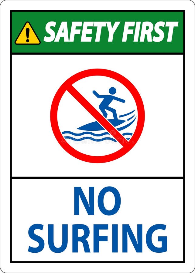 Safety First Beach Safety Sign No Surfing Stock Vector - Illustration ...