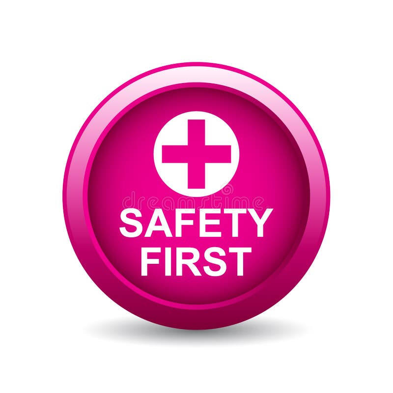 Safety first button stock illustration. Illustration of direction ...