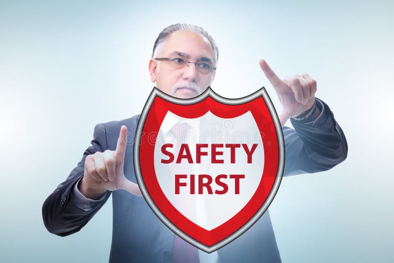 Safety First Concept with Businessman Stock Image - Image of work ...