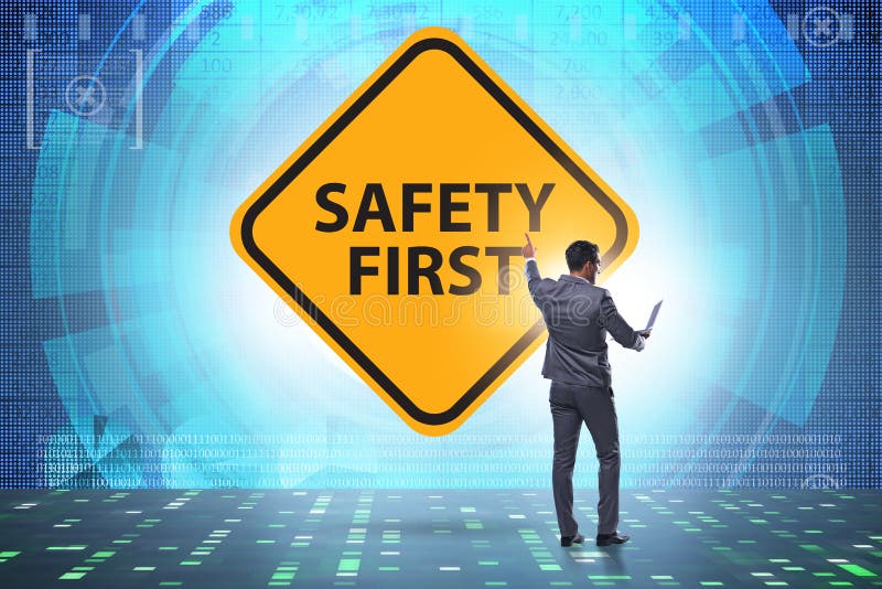 Safety First Concept with Businessman Stock Photo - Image of protection ...