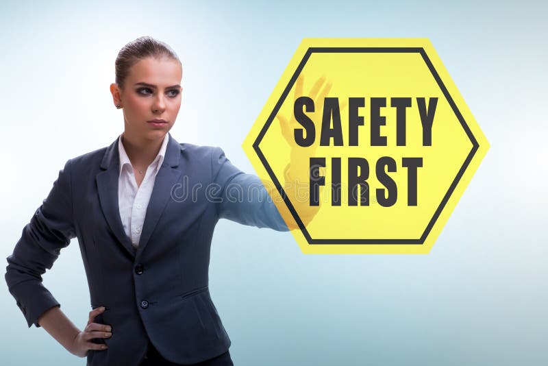 Safety First Concept with Businessman Stock Photo - Image of work ...