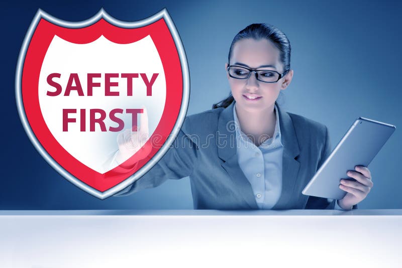 Safety First Concept with Businesswoman Stock Image - Image of beware ...