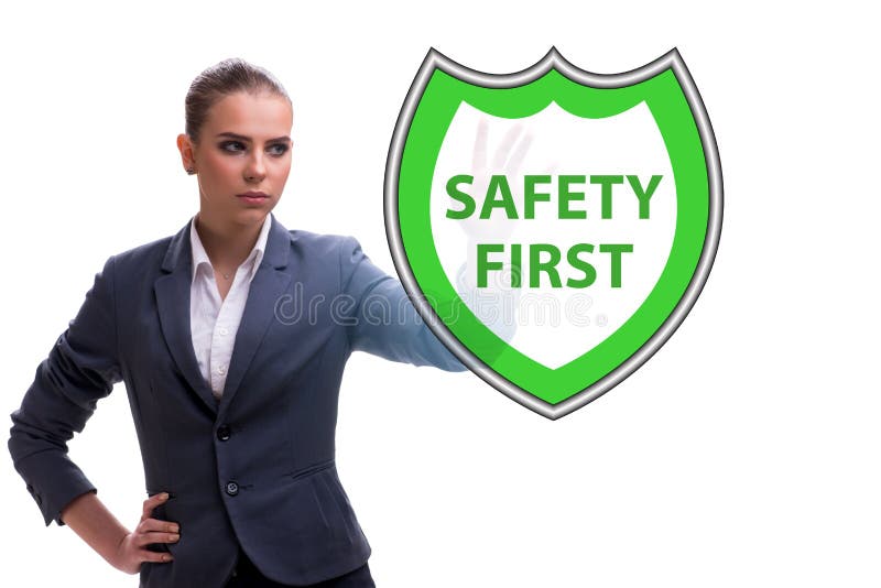 Safety First Concept with Businesswoman Stock Image - Image of safety ...