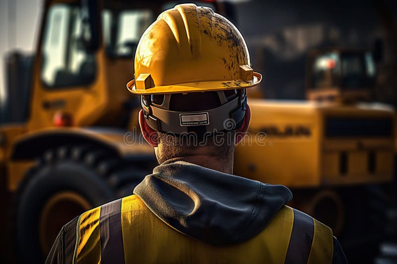 Safety First Construction Worker Wearing Protective Helmet. Created ...