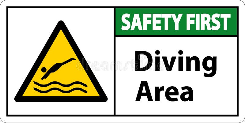 Safety First Diving Area Hazard Sign on White Background Stock Vector ...