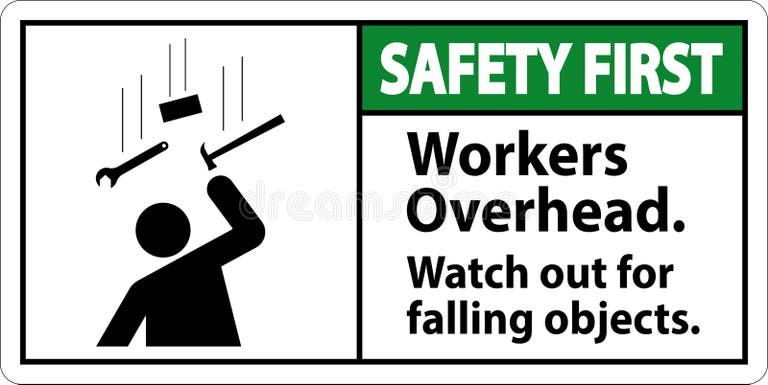 Safety First Falling Debris Sign, Workers Overhead Falling Objects ...