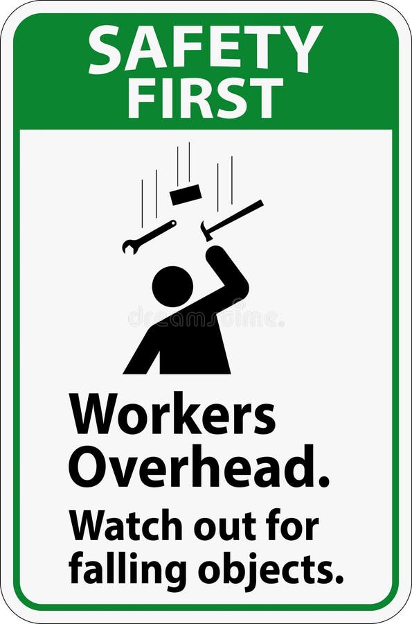 Safety First Falling Debris Sign, Workers Overhead Falling Objects ...