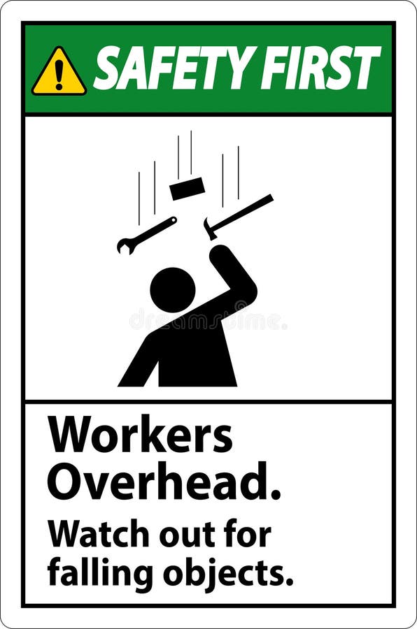 Safety First Falling Debris Sign, Workers Overhead Falling Objects ...