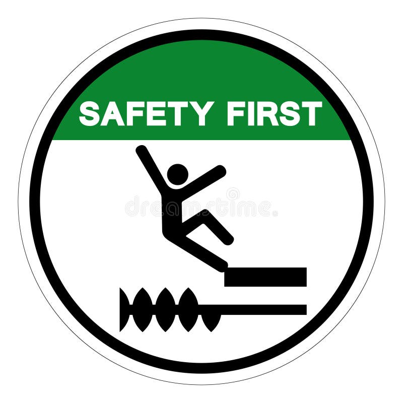 Safety First Falling of Moving Machinery Hazard Symbol Sign, Vector ...