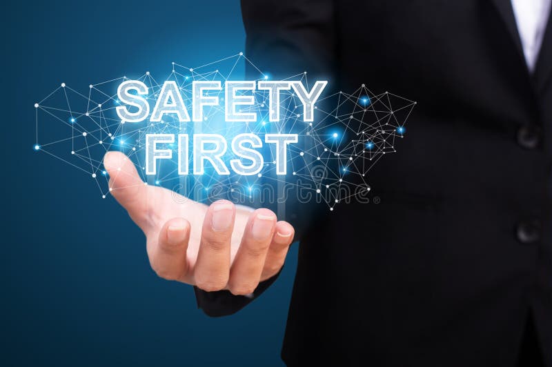 Safety First in the Hand of Business. Safety First Concept Stock Image ...