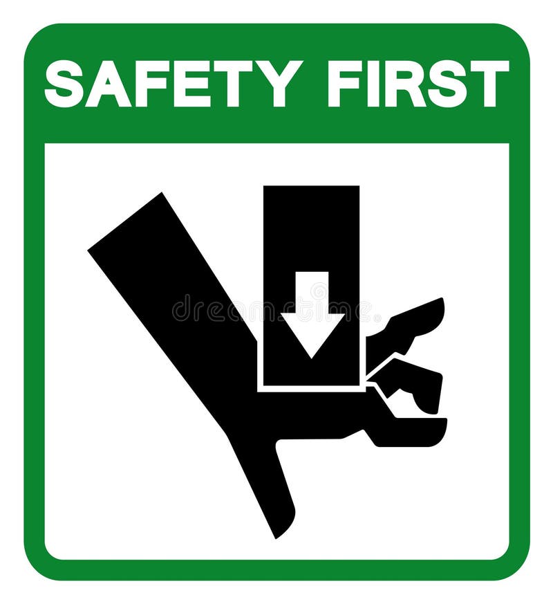 Safety First Hand Crush Force from Above Symbol Sign, Vector ...