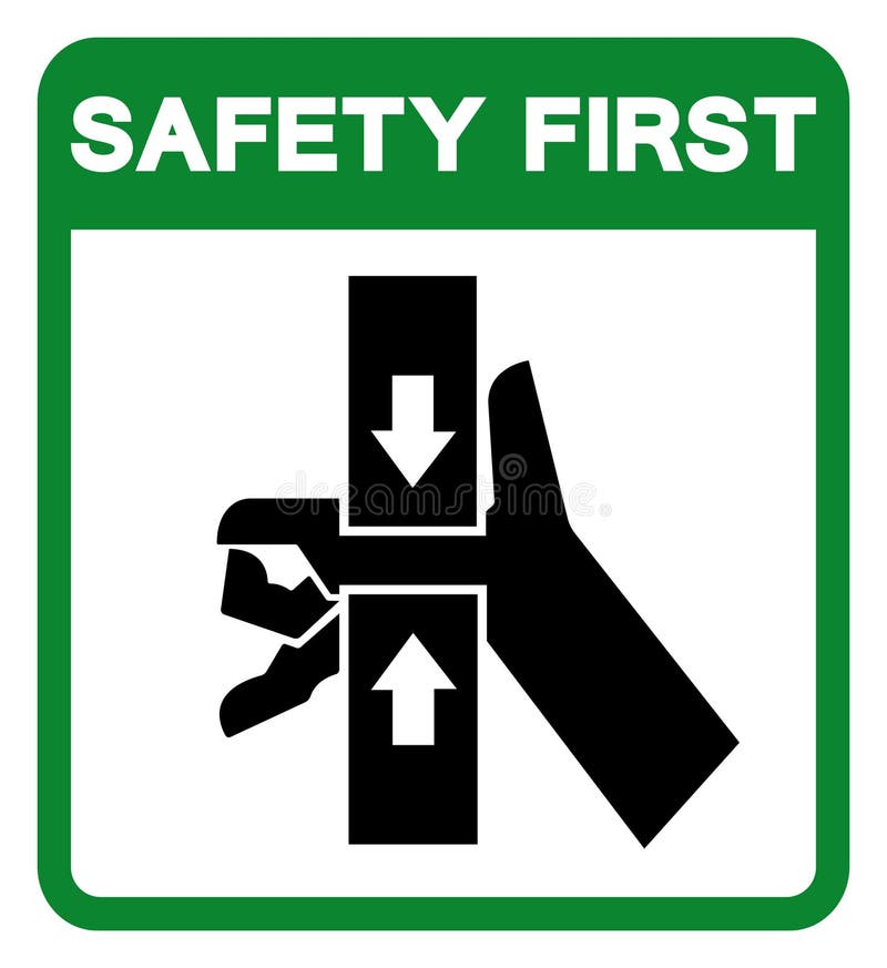 Safety First Hand Crush Force from Top and Bottom Symbol Sign, Vector ...
