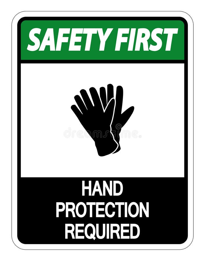 Symbol Safety First Hand Protection Required Sign on White Background ...