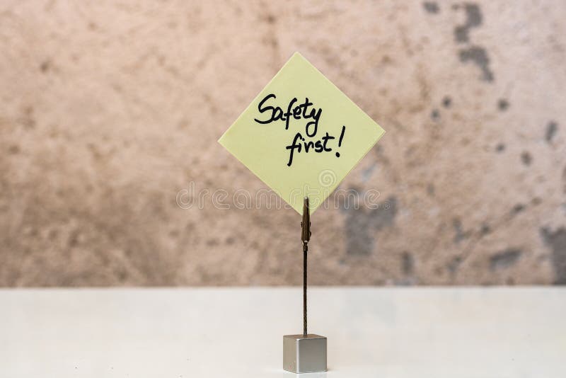 Safety First Handwriting Text on Memo Post Reminder Isolated with Copy ...