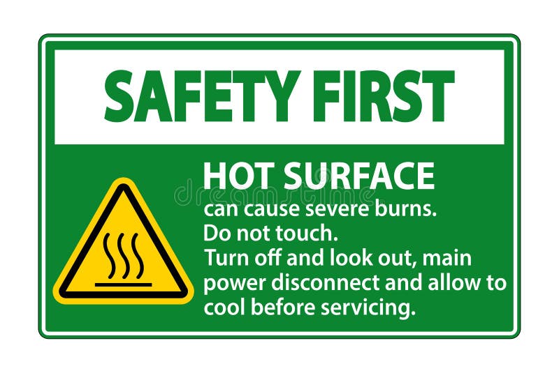 Safety First Hot Surface Sign on White Background Stock Vector ...
