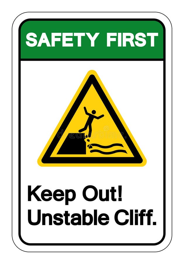 Safety First Keep Out Unstable Cliff Symbol Sign, Vector Illustration ...