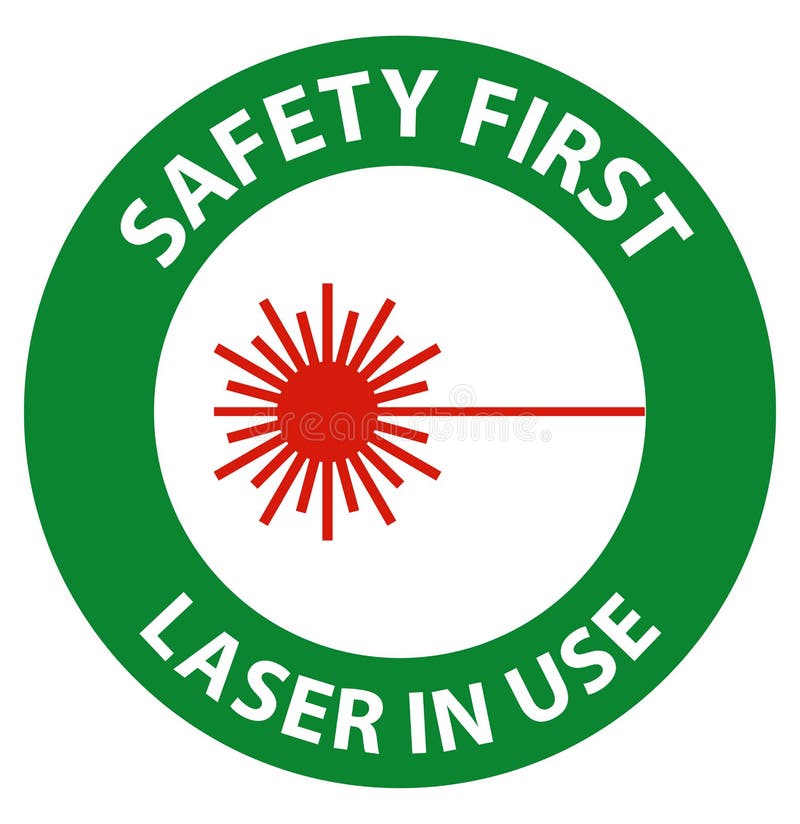 Safety First Laser in Use Symbol Sign on White Background Stock Vector ...