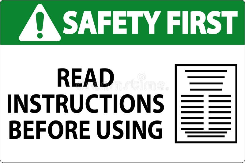 Safety First Machine Sign Read Instructions before Using Stock Vector ...
