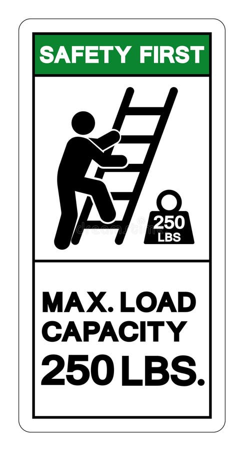 Safety First Max Ladder Capacity 250 LBS Symbol Sign, Vector ...