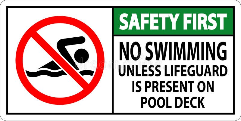 Safety First Pool Sign No Swimming Unless Lifeguard is Present on Pool ...