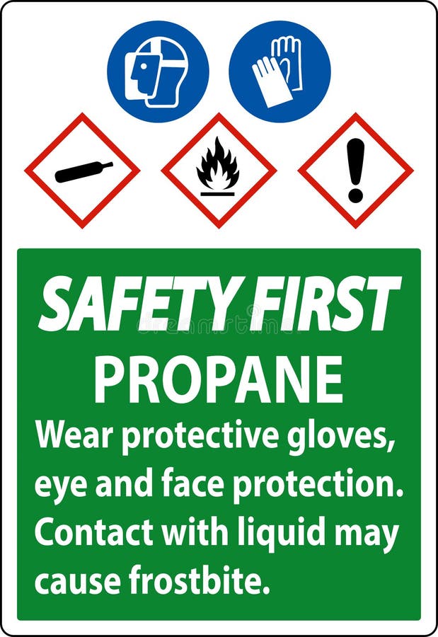 Safety First Propane Flammable Gas PPE GHS Sign Stock Vector ...