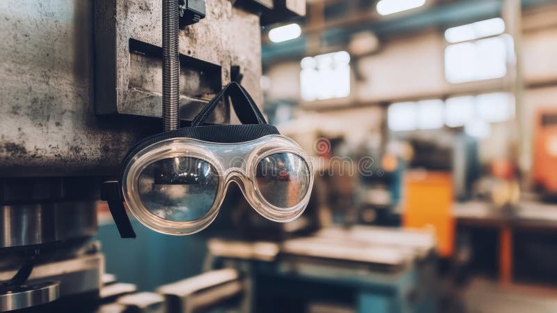 Safety First Protective Eyewear on Milling Machine in Industrial ...