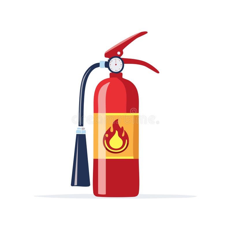 Safety First Red Fire Extinguisher with Flame Sign for Emergency ...