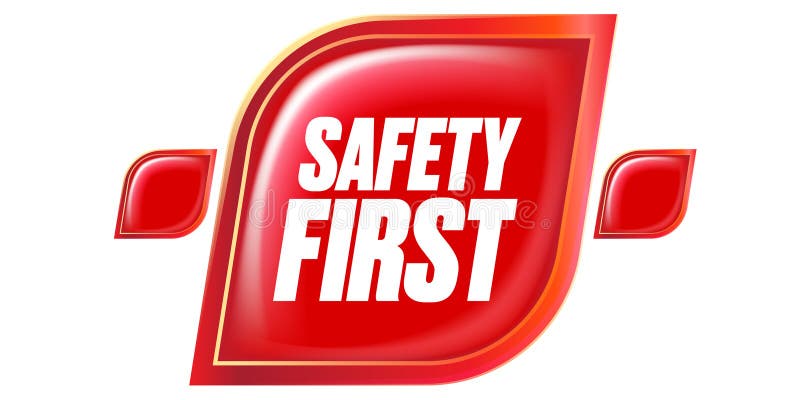 Safety First Red Glossy Web Button and Banner Design Template. Safety ...