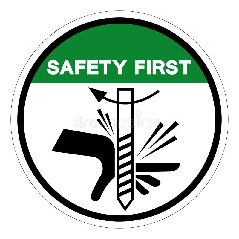 Safety First Rotating Cutting Hazard Symbol Sign, Vector Illustration ...