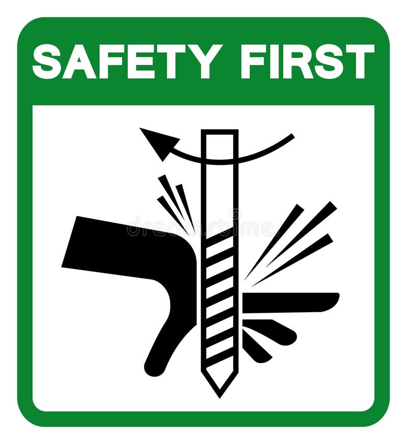 Safety First Rotating Cutting Hazard Symbol Sign, Vector Illustration ...