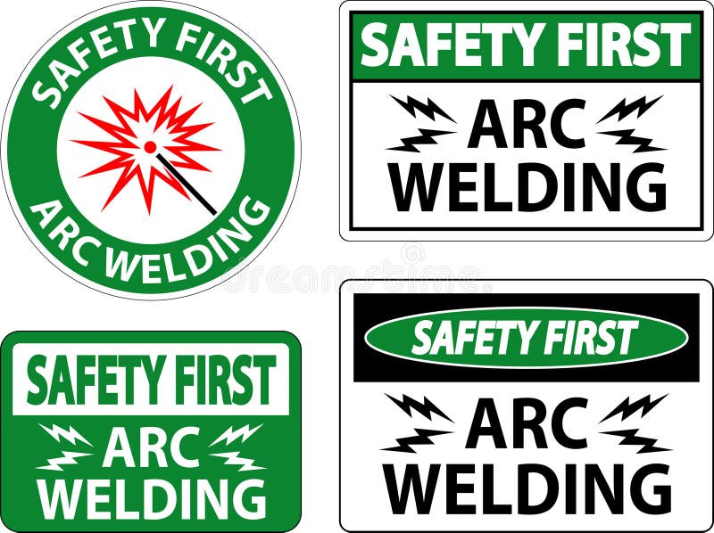 Safety First Sign Arc Welding on White Background Stock Vector ...