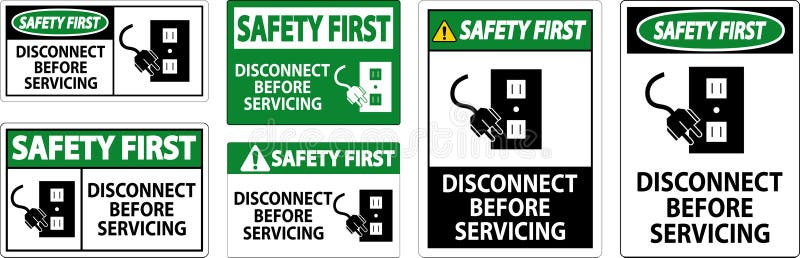 Safety First Sign Disconnect before Servicing Stock Vector ...