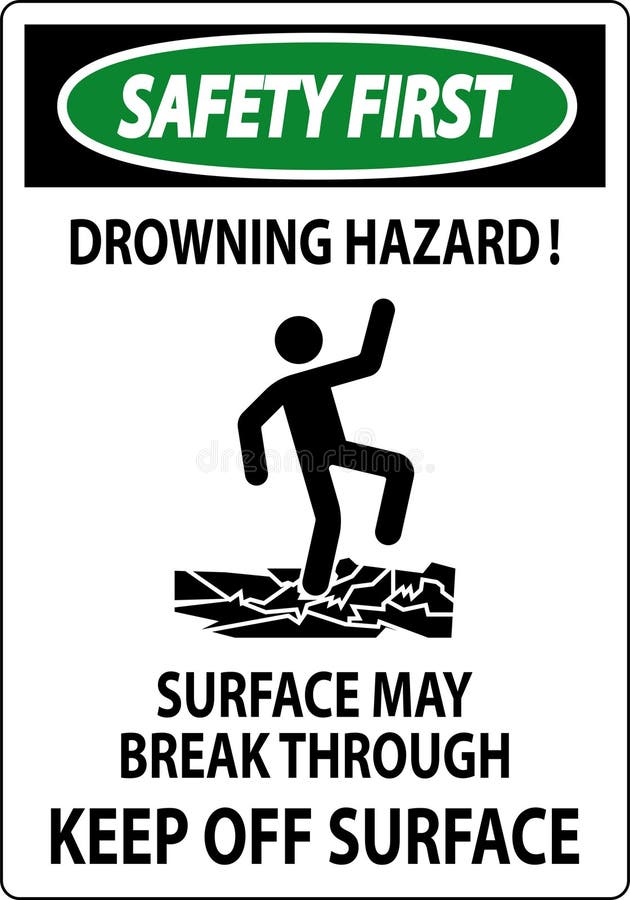 Safety First Sign Drowning Hazard - Surface May Break through, Keep Off ...