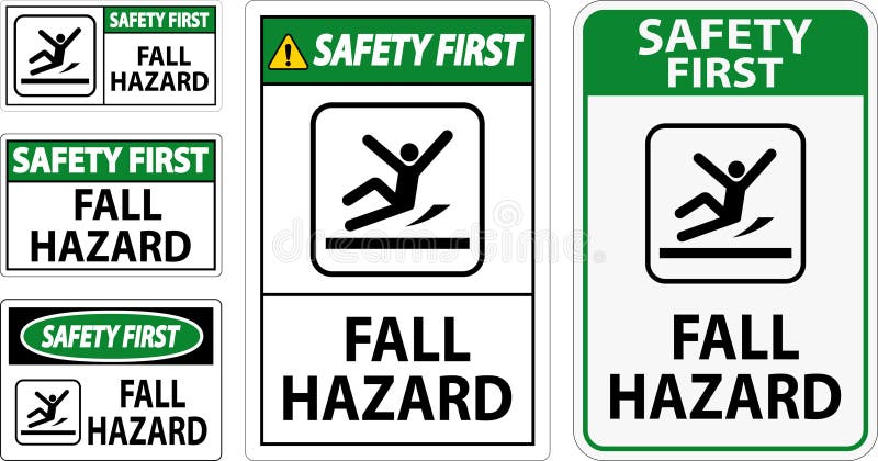 Safety First Sign, Fall Hazard Stock Vector - Illustration of risk ...
