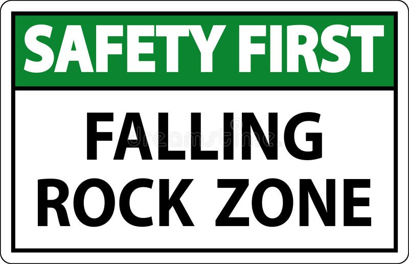 Safety First Sign, Falling Rock Zone Stock Vector - Illustration of ...