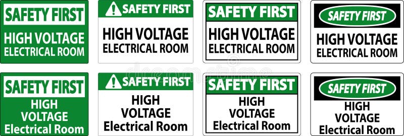 Safety First Sign High Voltage - Electrical Room Stock Vector ...