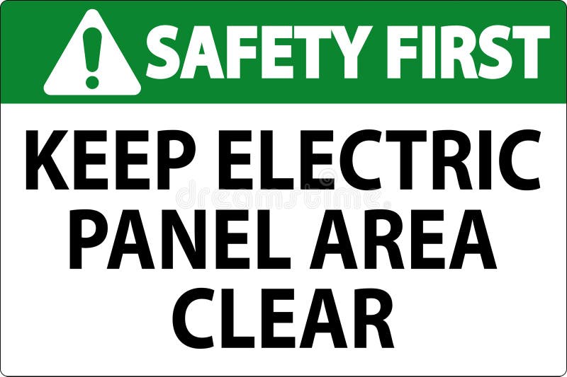 Safety First Sign Keep Electric Panel Area Clear Stock Vector ...