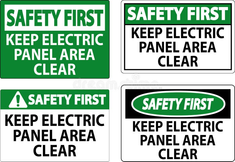 Safety First Sign Keep Electric Panel Area Clear Stock Vector ...