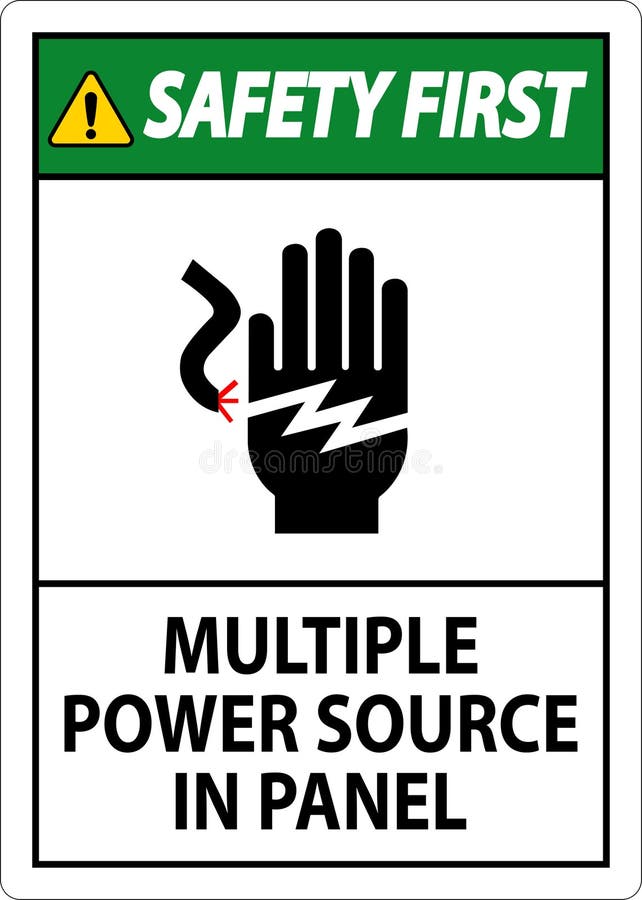 Safety First Sign Multiple Power Source in Panel Stock Vector ...