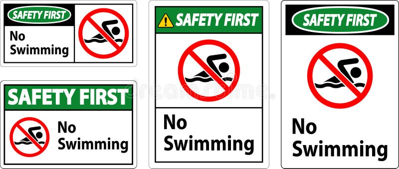 Safety First Sign No Swimming Stock Vector - Illustration of pool ...