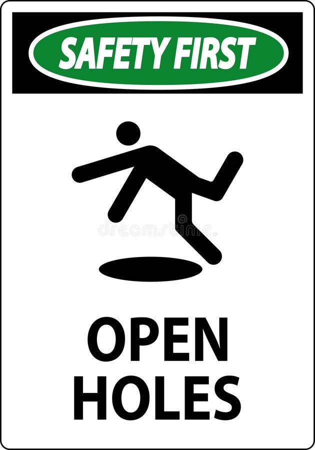 Safety First Sign Open Holes Stock Vector - Illustration of caution ...