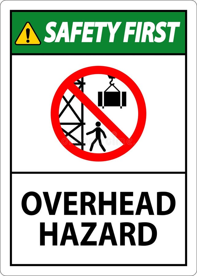 Safety First Sign Overhead Hazard Stock Vector - Illustration of label, beware: 292177508