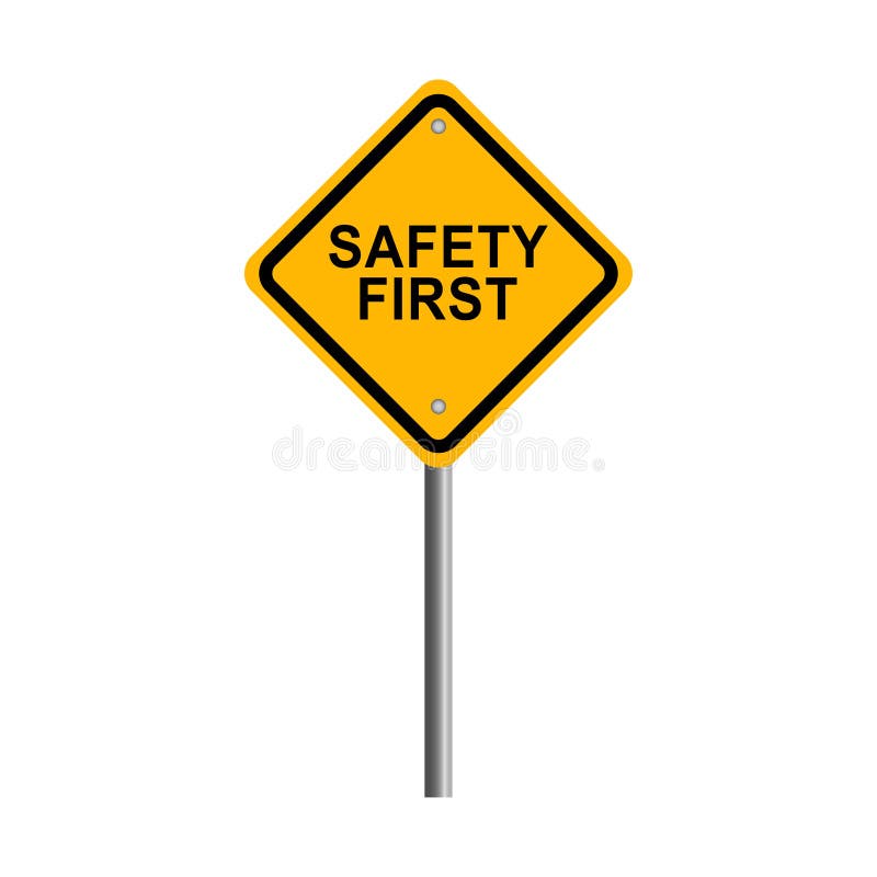 Safety First Sign with Pole Vector Flat Design Stock Vector ...