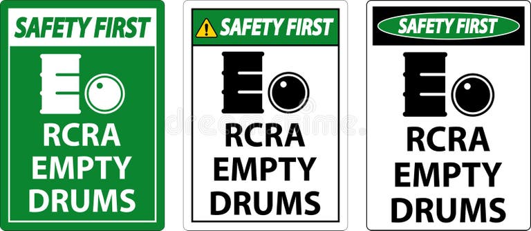 Safety First Sign RCRA Empty Drums on White Background Stock Vector ...