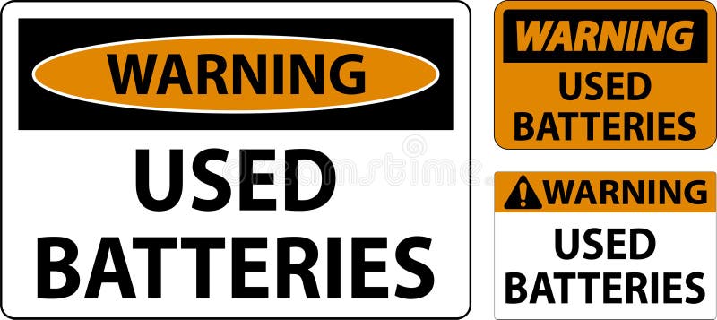 Safety First Sign Used Batteries on White Background Stock Vector ...