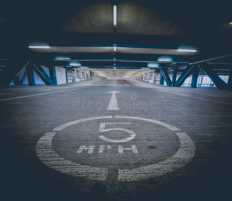 Safety First: Speed Limit in Parking Space Stock Photo - Image of light ...