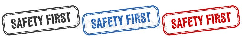 Safety First Square Isolated Sign Set. Safety First Stamp Stock Vector ...