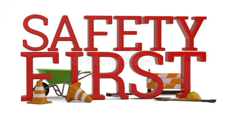Safety First Text Isolated on White Background 3D Illustration Stock ...
